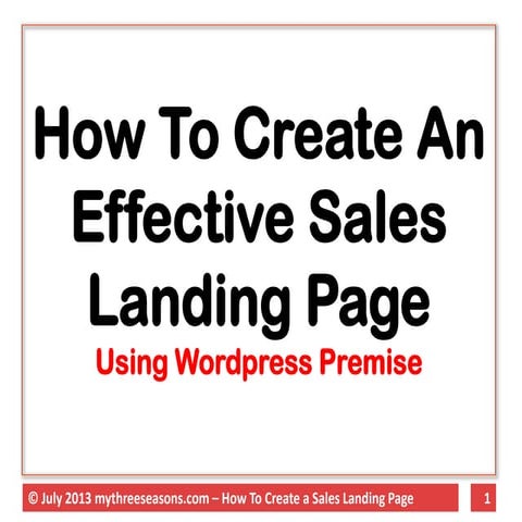 How To Create A Sales Landing Page | PDF | Internet for Beginners | Internet