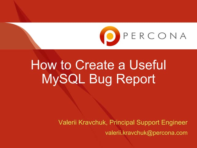 How To Create A Useful Mysql Bug Report Pdf 0405