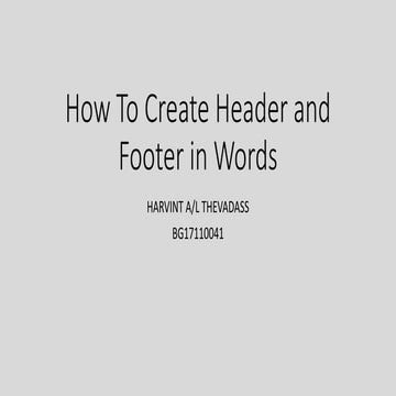 How to create header and footer in words | PPT