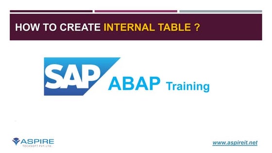 Internal Tables in ABAP | PPTX | Databases | Computer Software and ...
