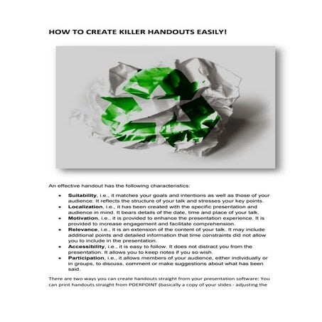 How to create killer handouts easily | PDF | Desktop Publishing | Computer Software and Applications