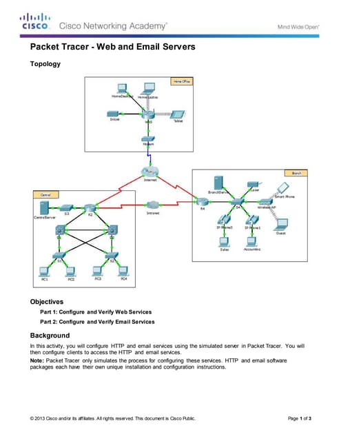 Email server configuration on cisco packet tracer | PDF