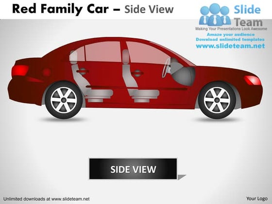 Beautifully designed blue family car top view power point slides and ...