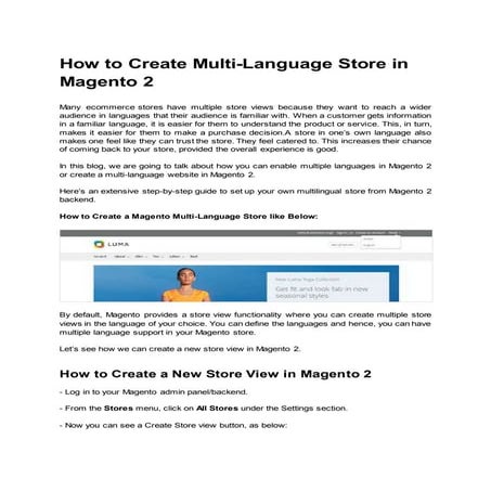 How to create multi language store in magento 2 | DOCX | Web Design and HTML | Internet