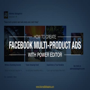 How to Create Multi-Product Ads With Facebook Power Editor | PDF