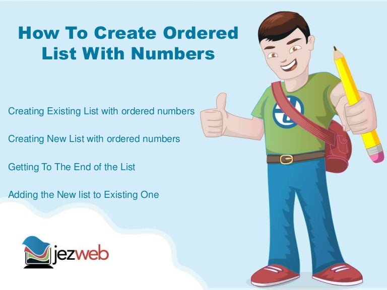 How To Create Ordered List With Numbers