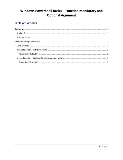 How To Create Powershell Function Mandatory Parameter And Optional Parameter Pdf
