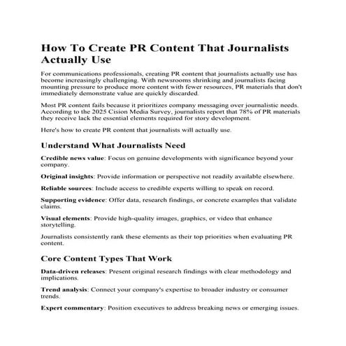 How To Create PR Content That Journalists Actually Use | DOCX