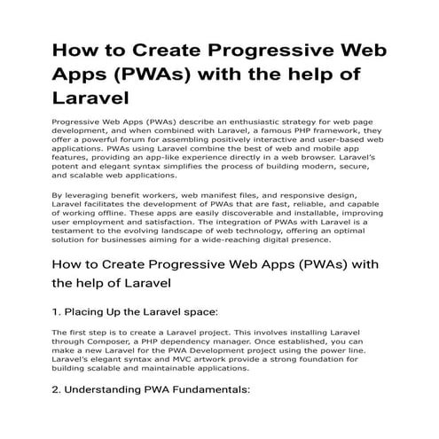 How to Create Progressive Web Apps (PWAs) with the help of Laravel.pdf | Web Development | Internet