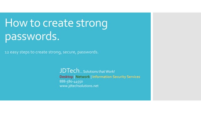 How To Create Strong Passwords Pptx It And Internet Support Internet