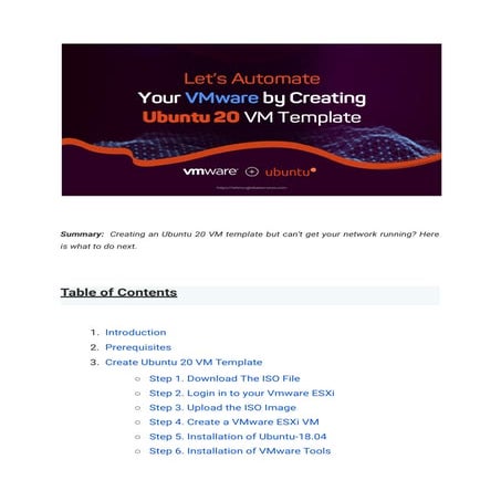 How To Create The Ubuntu 20 Vm Template For Vmware Automation Pdf