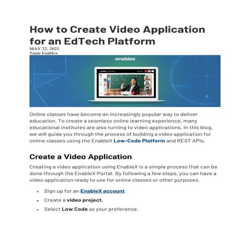 How to Create Video Application for an EdTech Platform.pdf