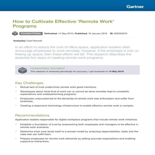 Hot to Cultivate Effective 'Remote Work' Programs | PDF