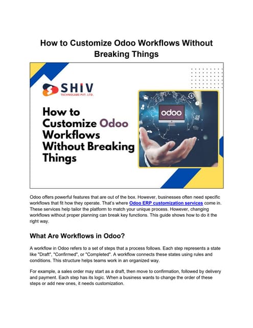 Detailed Guide To Safely Customize Workflows In Odoo Erp Pdf
