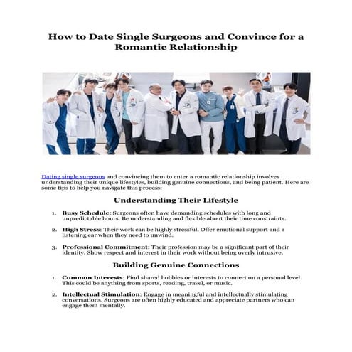 How to Date Single Surgeons and Convince for a Romantic Relationship ...