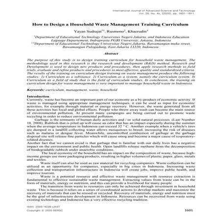 How to design a household waste management training curriculum | PDF