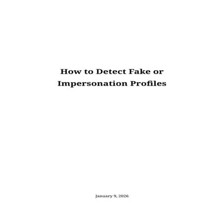 How to Detect Fake or Impersonation Profiles | PDF
