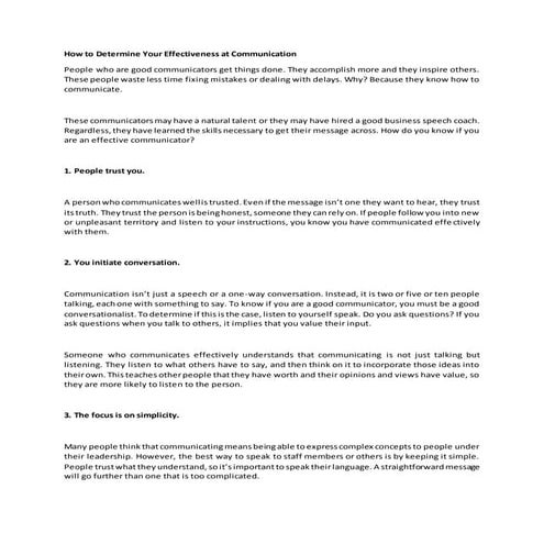 How to determine your effectiveness at communication | DOCX