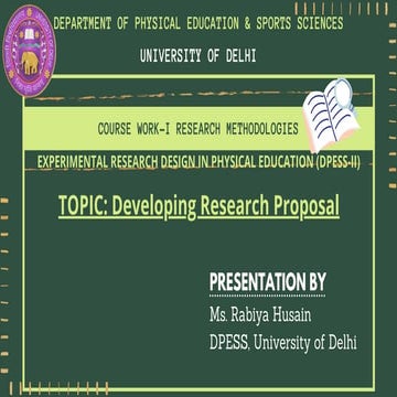 HOW TO DEVELOP A RESEARCH PROPOSAL (FOR RESEARCH SCHOLARS) | PDF