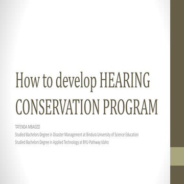 How to develope hearing conservation program | PPTX