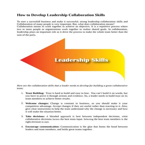How to develop leadership collaboration skills | PDF