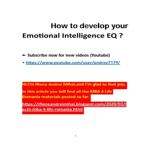 How to develop your emotional intelligence | PDF