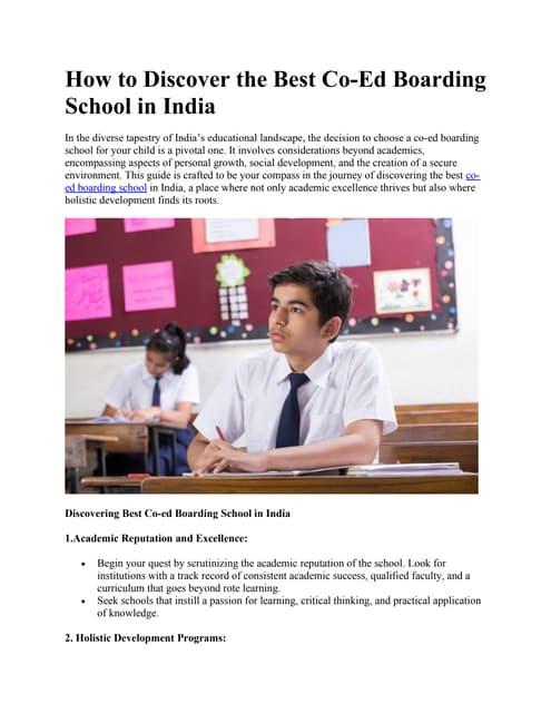 10 Benefits of Sending Your Child to a Boarding School in India | PPT