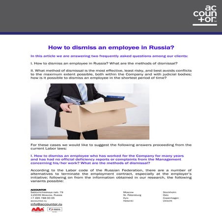 How to Dismiss an Employee in Russia | PDF