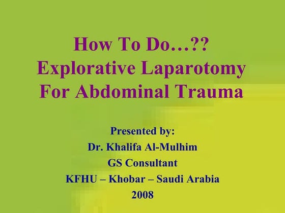 Exploratory laparotomy | PDF