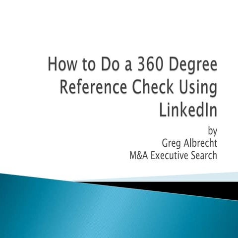 How To Do A 360 Degree Reference Check | PPTX