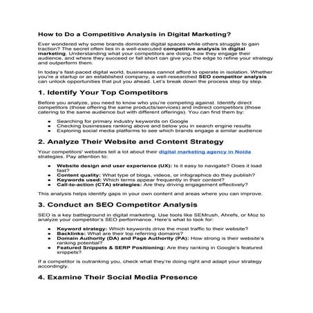 Digital marketing competitive analysis examples | DOCX