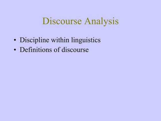 Discourse analysis | PPT