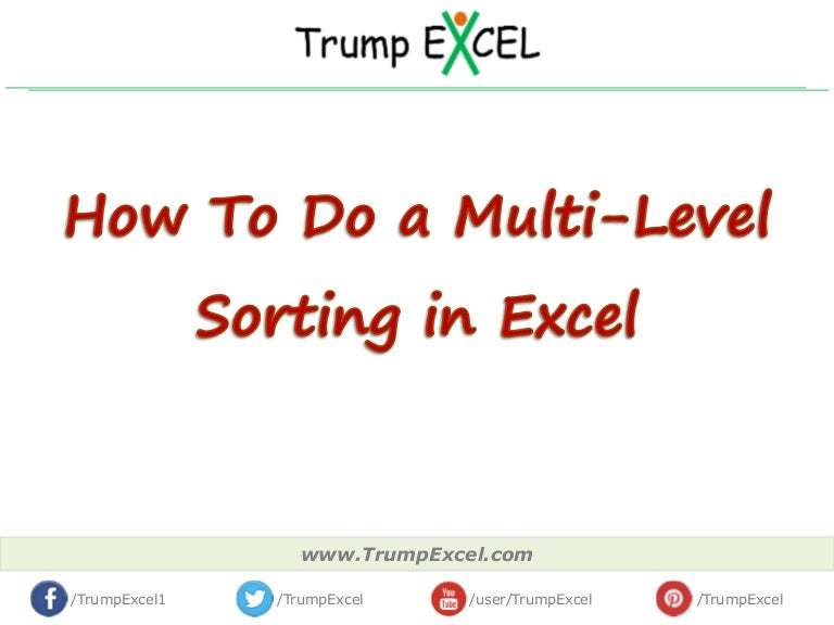 How To Do A Multi Level Sorting In Excel