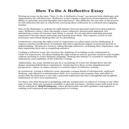 How To Do A Reflective Essay. How to Write a Reflective Essay: Format ...