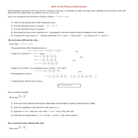 How to do physics derivations | PDF