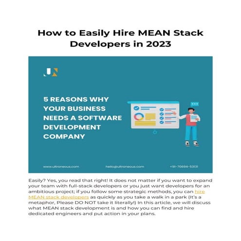 How To Easily Hire Mean Stack Developers In 2023 Pdf