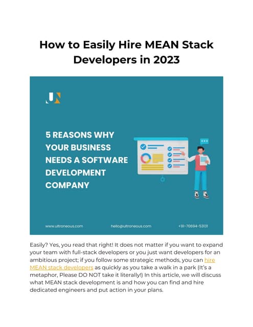 How To Easily Hire Mean Stack Developers In 2023 Pdf