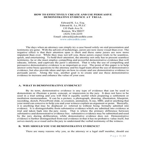 How to effectively create and use demonstrative evidence at trial | PDF