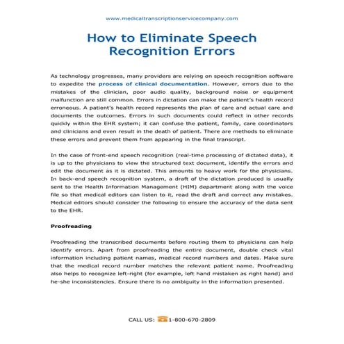 How To Eliminate Speech Recognition Errors Pdf