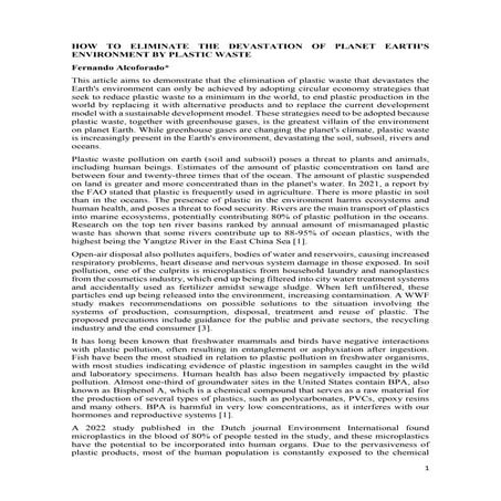 HOW TO ELIMINATE THE DEVASTATION OF PLANET EARTH'S ENVIRONMENT BY ...