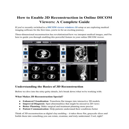 How to Enable 3D Reconstruction in Online DICOM Viewers A Complete ...