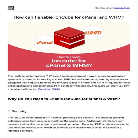 How to Enable IonCube for cPanel and WHM? | PDF