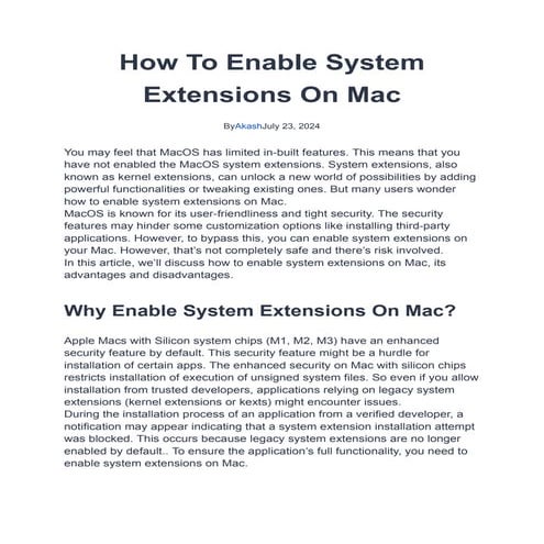 How To Enable System Extensions On Mac. | PDF