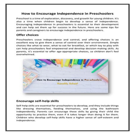 How to Encourage Independence in Preschoolers | PDF