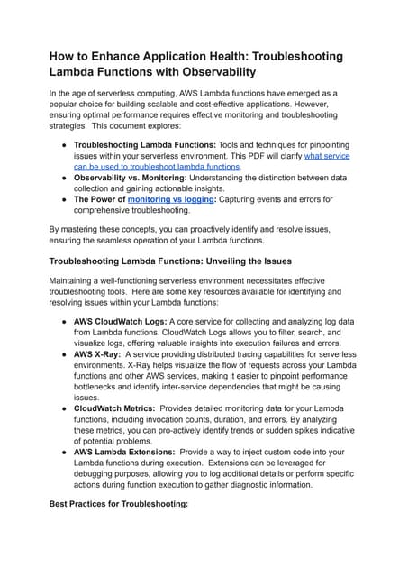How To Enhance Application Health Troubleshooting Lambda Functions With Observabilitypdf