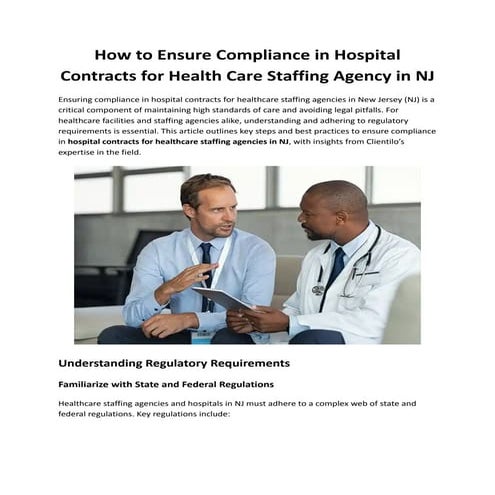 How to Ensure Compliance in Hospital Contracts for Health Care Staffing ...