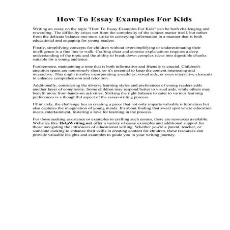 How To Essay Examples For Kids | PDF