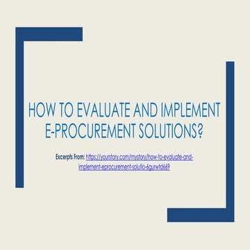 How to evaluate and implement e procurement solutions | PPTX