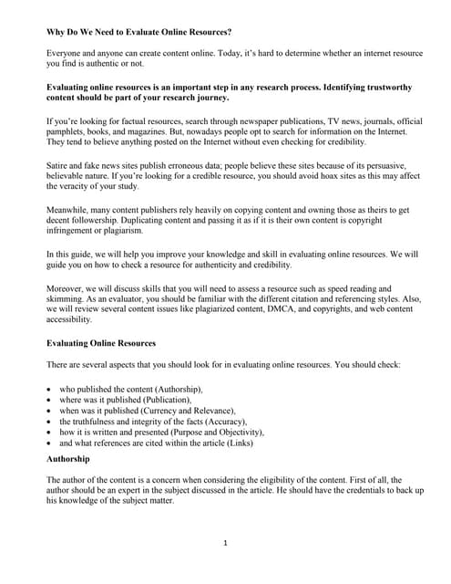 Evaluating Information Sources | PPTX