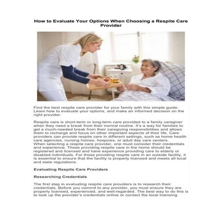 Respite Care Services: Benefits and More | PPTX